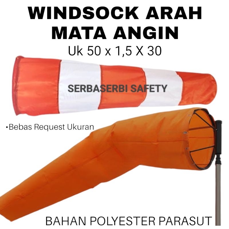 Jual Windsock Penanda Arah Mata Angin Uk 50 x 1,5 x 30 Full Orange ...