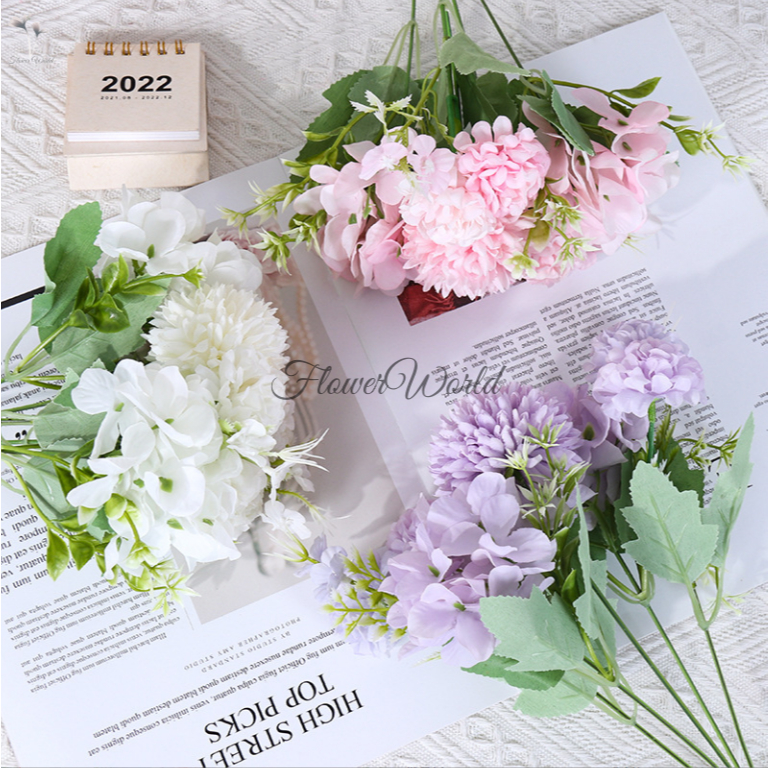 Jual [FlowerWorld]Artificial Bunga Hydrangea Mix Bunga Tangkai Plastik ...