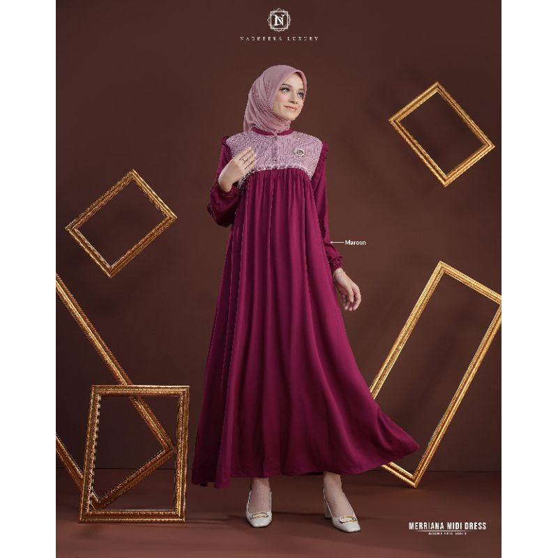 Jual Baju Merriana Midi Dress By Nadheera Luxury | Shopee Indonesia