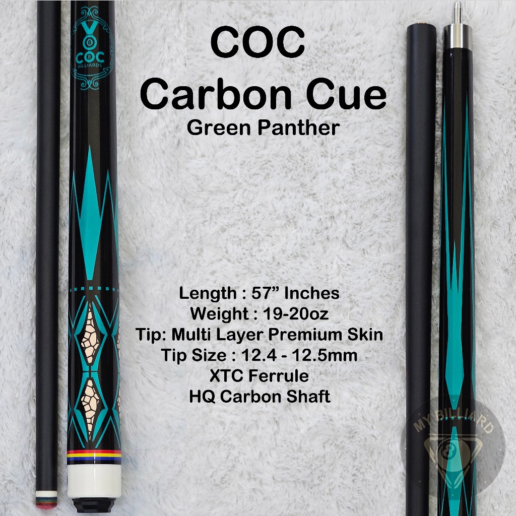 Jual COC Green Panther Carbon Cue Stick 12.5mm - Stik Billiard Karbon ...