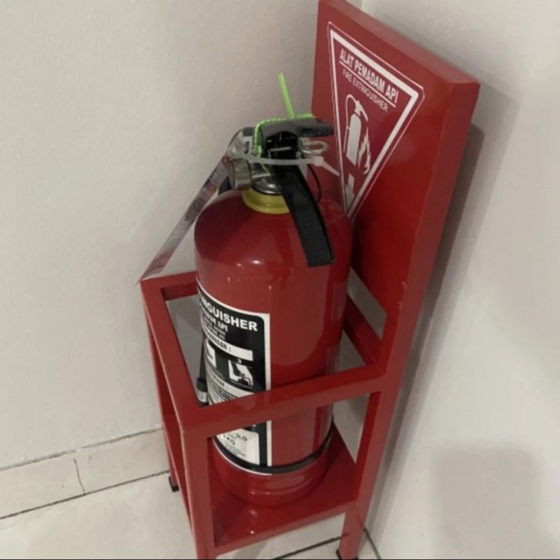Jual Tempat Dudukan Tabung APAR 3-9 kg Rak Besi + Sticker + Kaki Karet ...