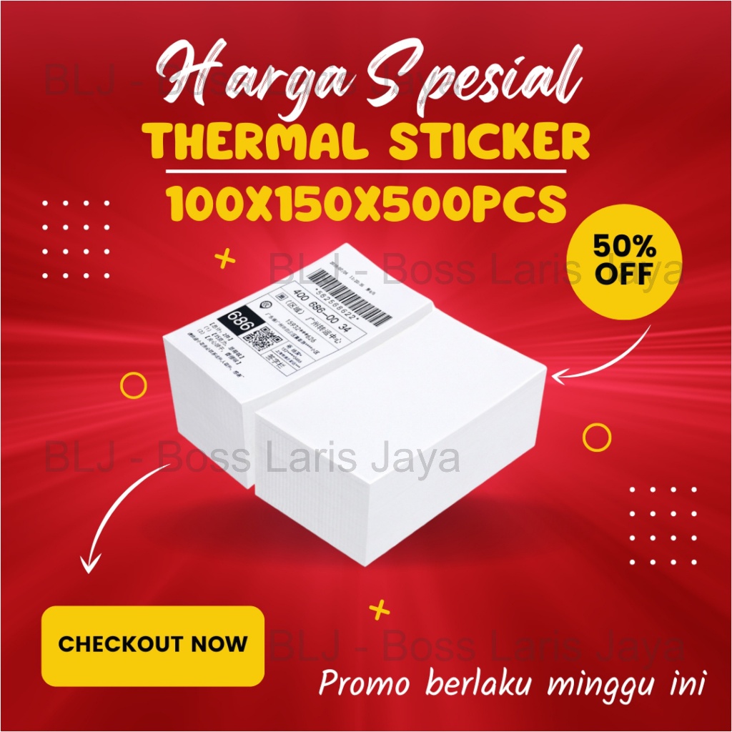 Jual KERTAS LABEL THERMAL STIKER RESI STICKER LABEL BARCODE LIPAT UKURAN A6 100X150 MM ISI ...