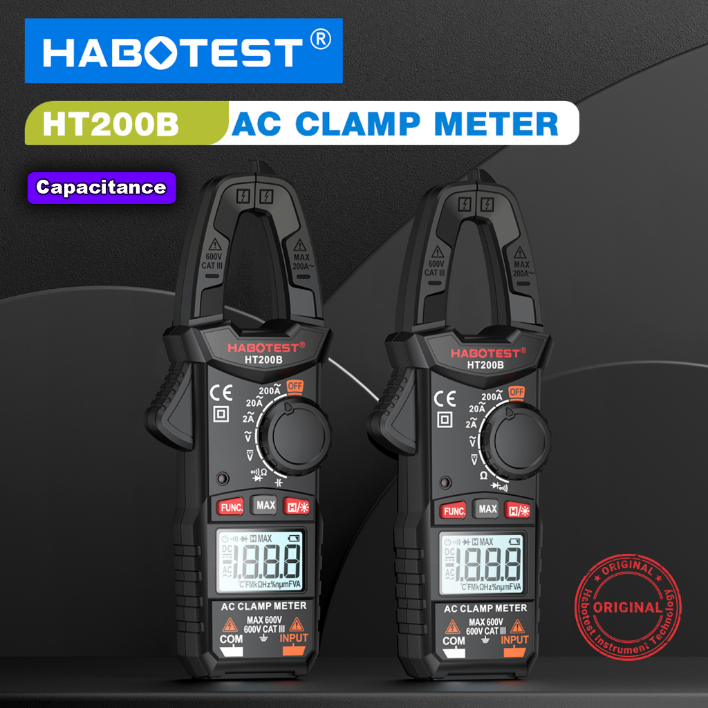 Jual HABOTEST HT200B Tang Ampere 200A AC Current Kapasitor Meteran Klem ...