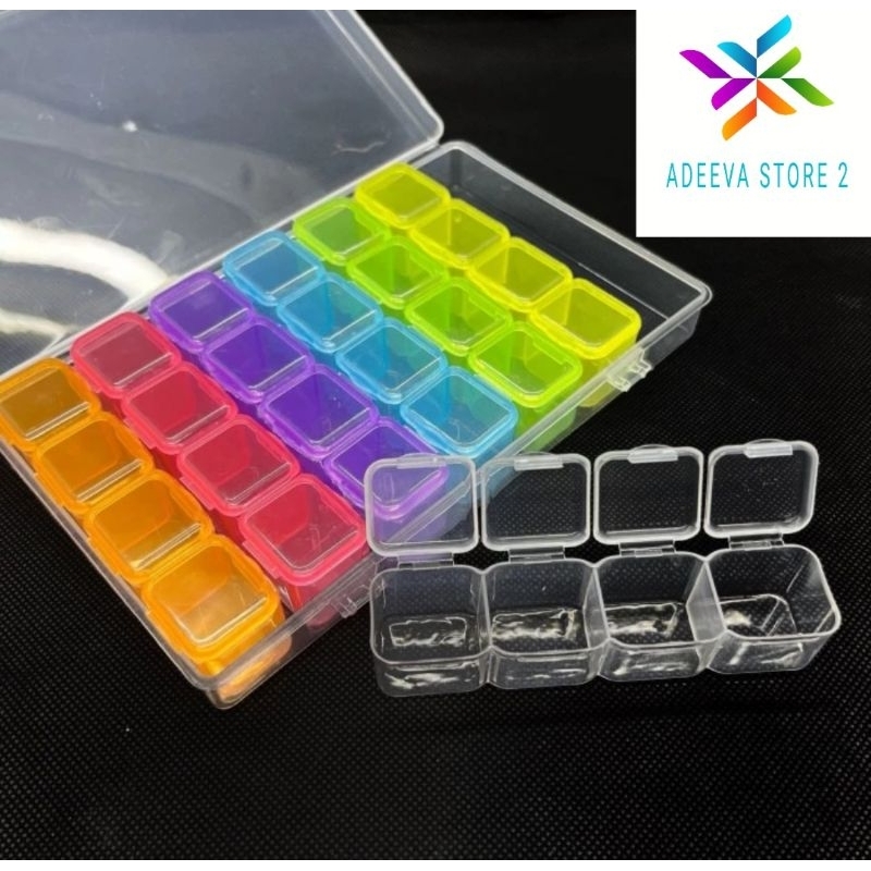Jual Box / Kotak / Storage Plastik Penyimpanan manik / Mote 28 Sekat ...