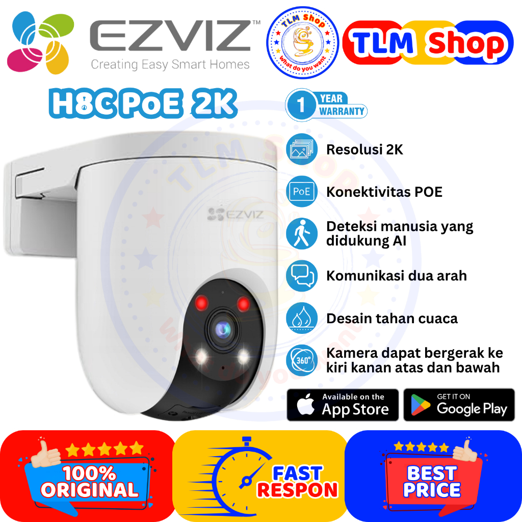 Jual EZVIZ H8C PoE 2K Resolution 3MP Smart Home Wifi IP Camera CCTV Outdoor Pan & Tilt | Shopee ...