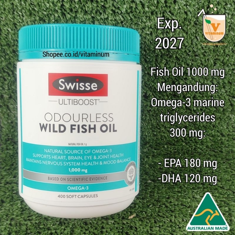 Jual Swisse Odourless High Strength Wild Fish Oil 1000 mg 200 Kapsul ...