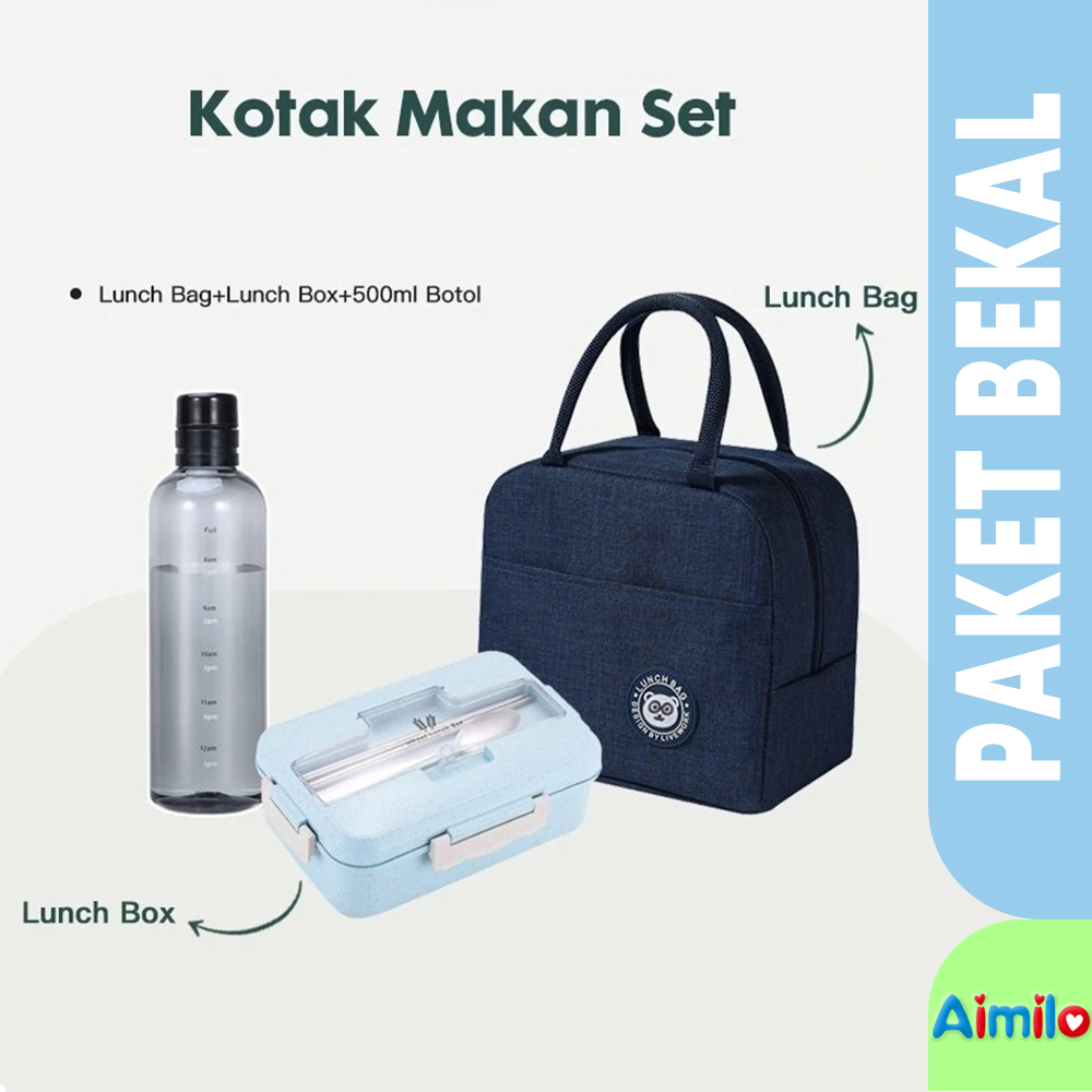 Jual Lunch Box Set Kotak Bekal dan Tas Bekal Makan Siang Anak Sekolah Kerja Kantor Anti Tumpah ...