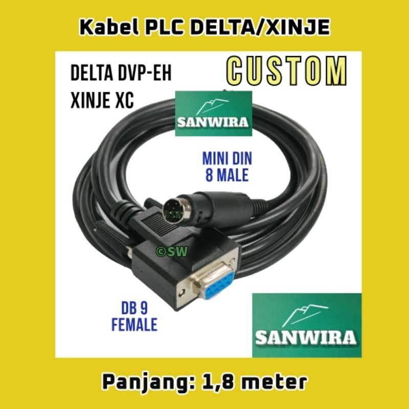 Jual Kabel PLC Delta Minidin 8 Male to DB 9 Female - P : 1.80 meter ...