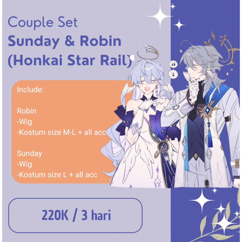 Jual Rental Cosplay Couple Set Sunday & Robin Honkai Star Rail ...
