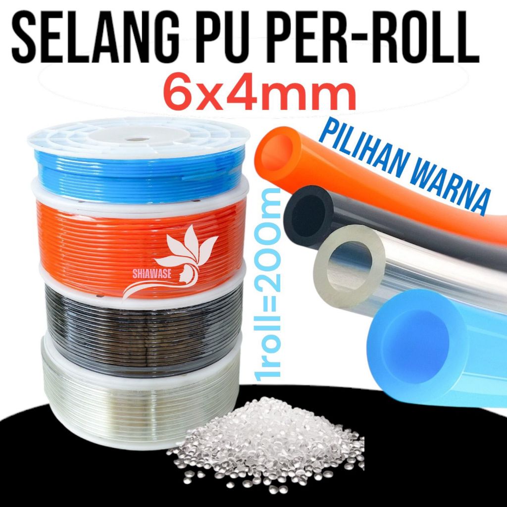 Jual SELANG PU 6mm x 4mm/SELANG PU 6MM/SELANG PU 6x4/SELANG PU ROLL | Shopee Indonesia