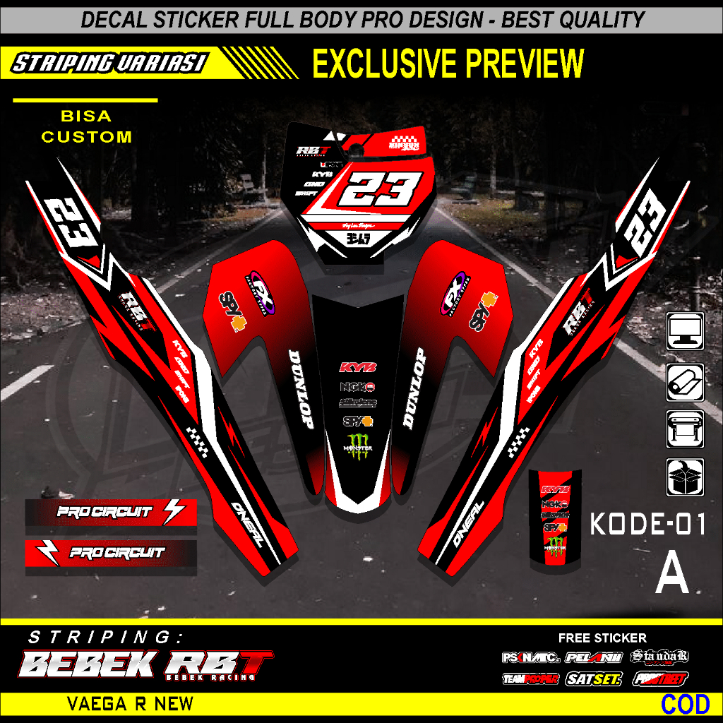 Jual Sticker RBT/GTX VEGA R NEW Stiker Striping Motor RBT Bebek Modif ...