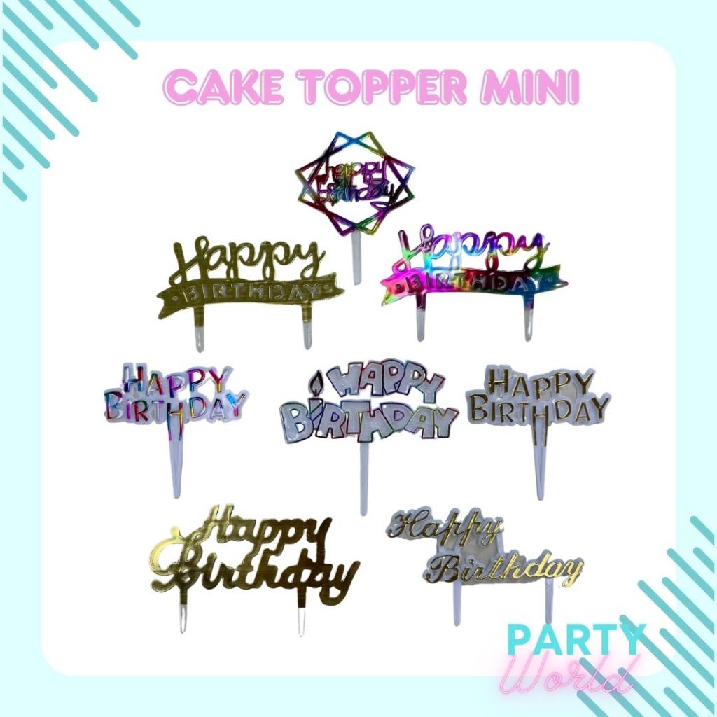 Jual Cake Topper Kecil Hiasan Kue Happy Birthday Cake Topper Akrilik ...