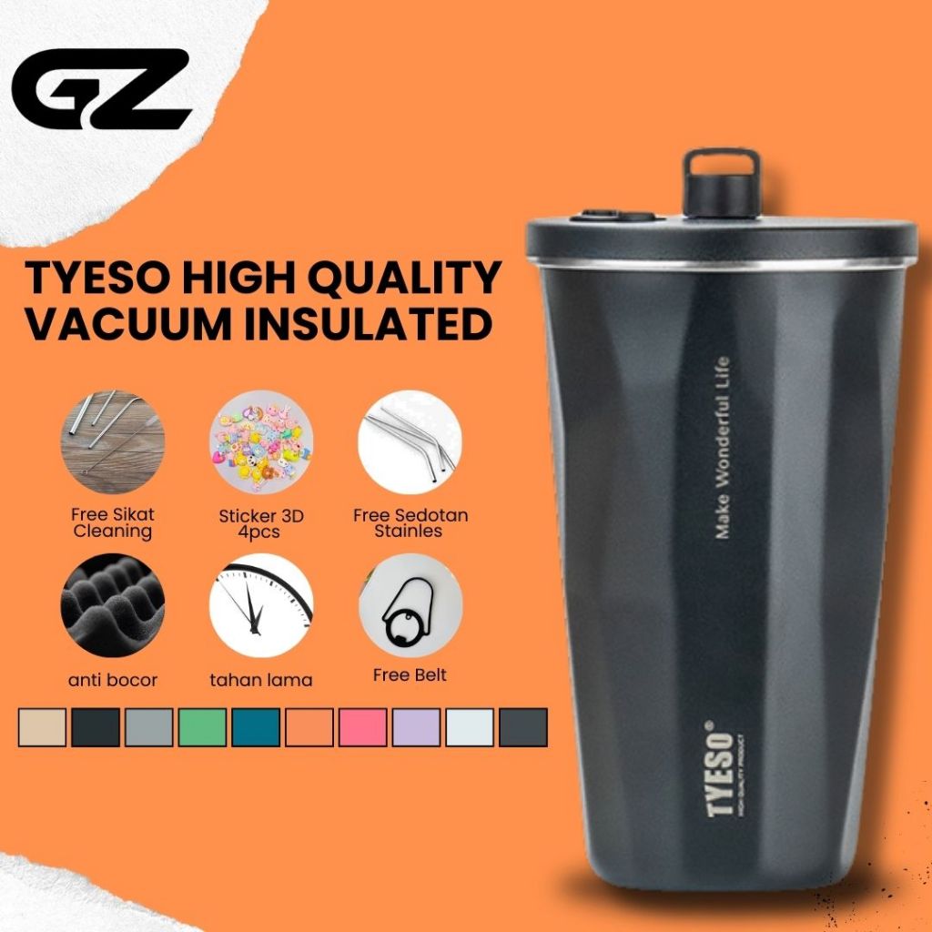 Jual Tumbler Stainless Tyeso Tahan Dingin Cup Kopi Premium Quality 600 ML / Free Sedotan Stiker ...