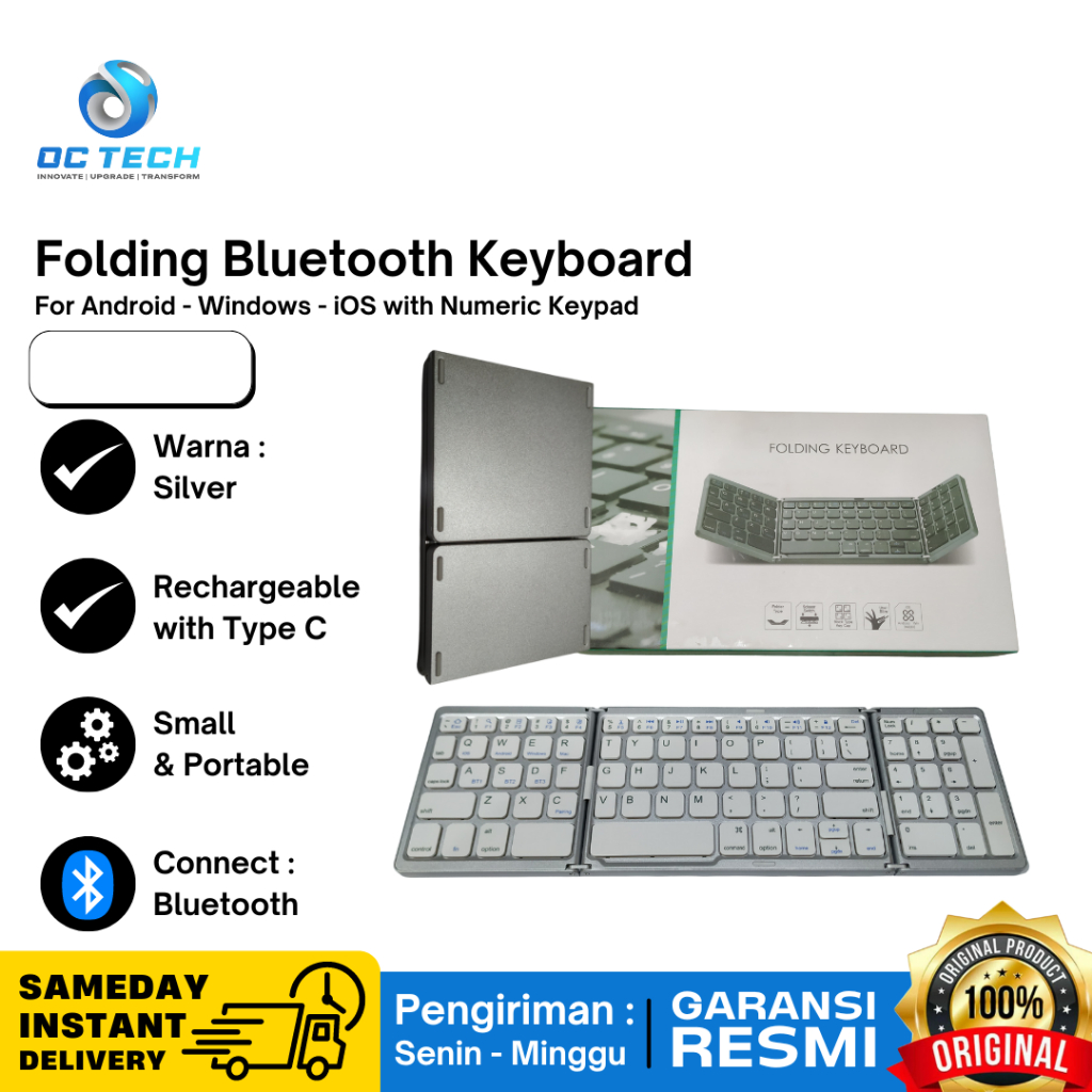 Jual Keyboard Bluetooth Foldable Wireless Keyboard 3 Layers with ...