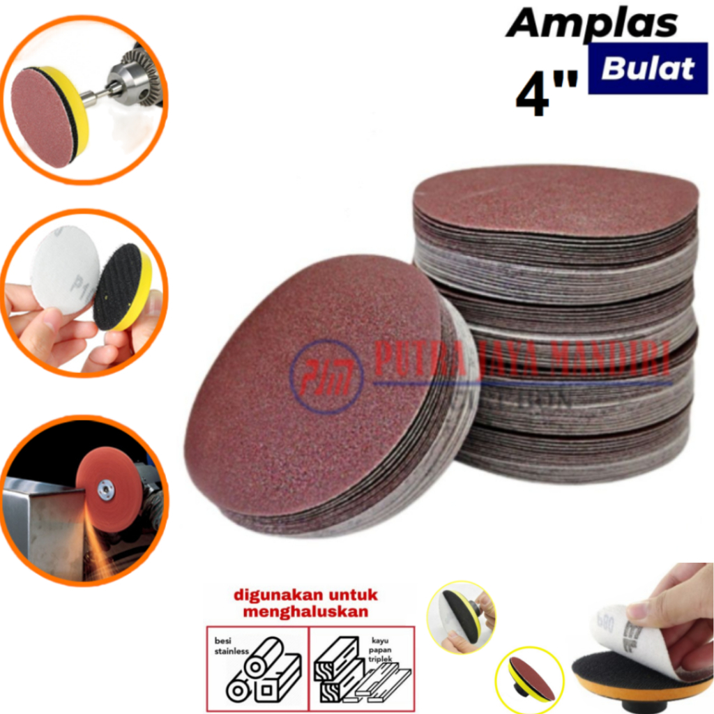 Jual K55 Amplas Bulat Velcro 4" 60 80 100 120 150 240 / Amplas Tempel ...