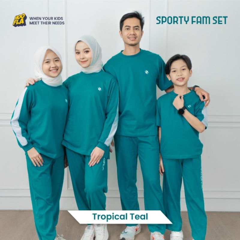 Jual SET BAJU OLAHRAGA ANAK DAN DEWASA SPORTY FAM SET TROPICAL TEAL ...