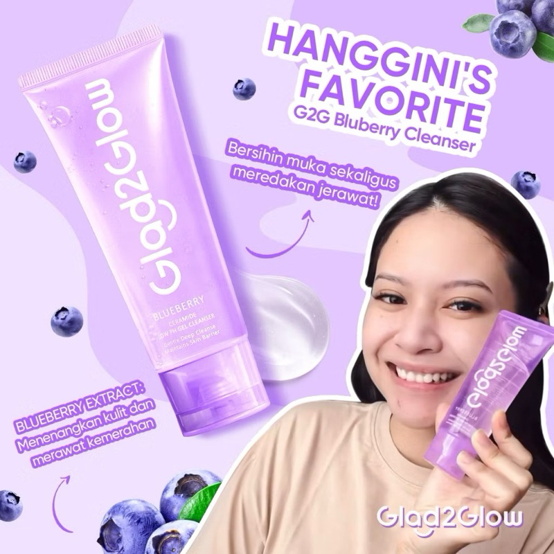 Jual Glad2Glow Blueberry Ceramide Low pH Gel Cleanser 70ml G2G Facial ...