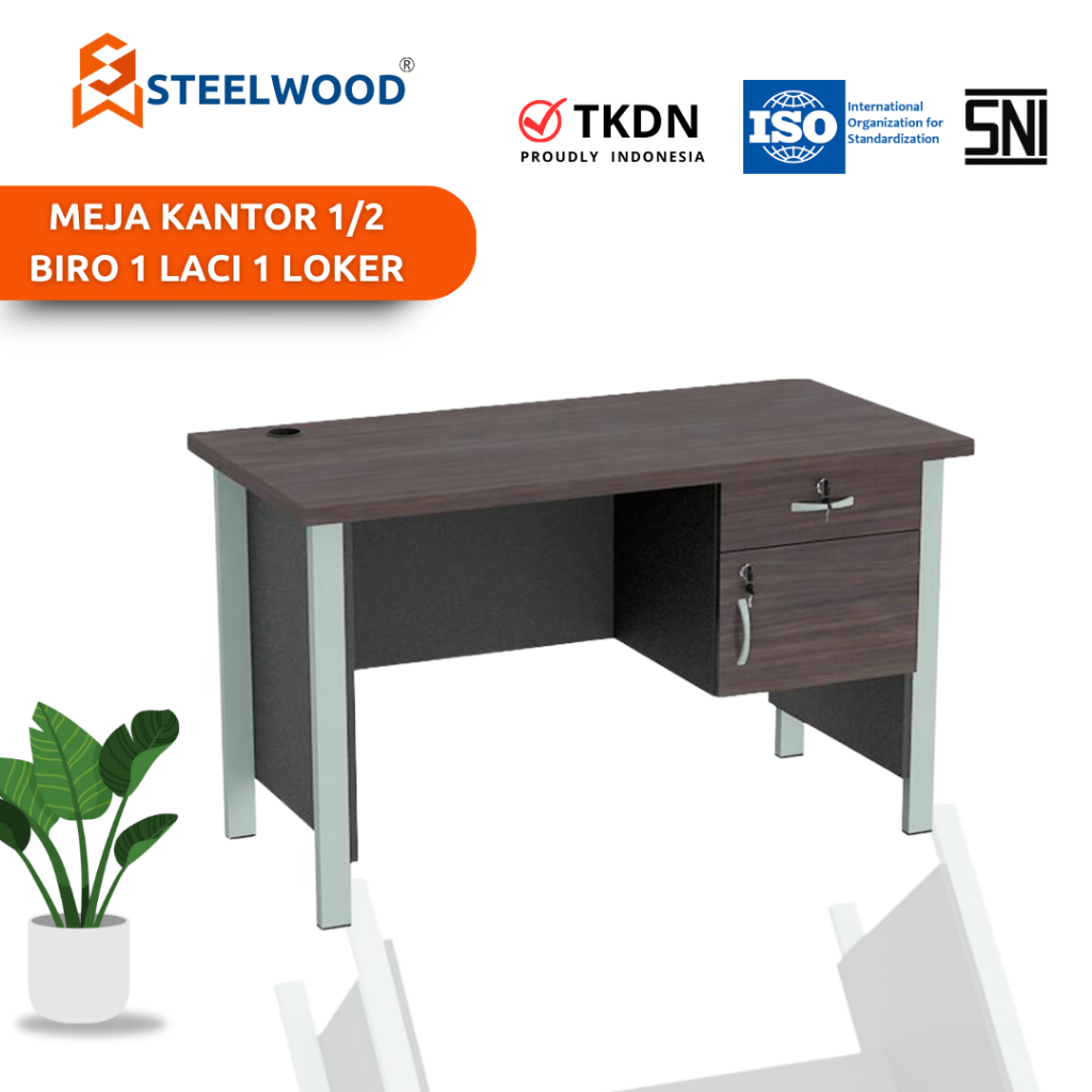 Jual STEELWOOD || MEJA KANTOR 1/2 BIRO 1 LACI & 1 LOCKER KAKI BESI MEJA KANTOR/MEJA KERJA/MEJA ...