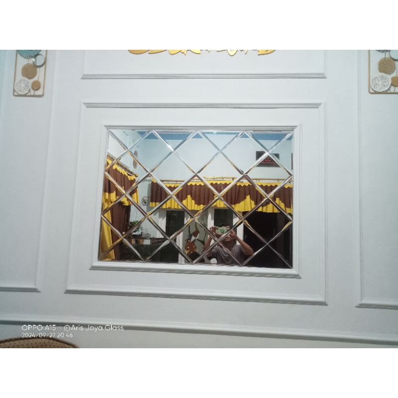 Jual kaca cermin dinding/cermin bevel moulding tebal kaca 5 Mili ...