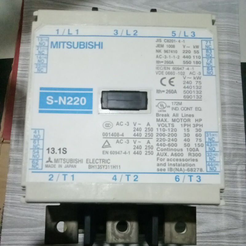 Jual Contactor Mitsubishi SN:- 220 coil 220 Vol 250Amper original ...