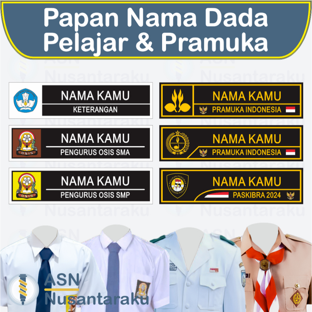 Jual ASN Nusantaraku | Nametag Papan Nama Dada Pramuka Pelajar ...