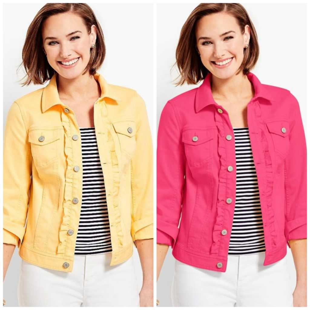 Jual Jacket Talbots classic Denim Ruffle Front | Shopee Indonesia