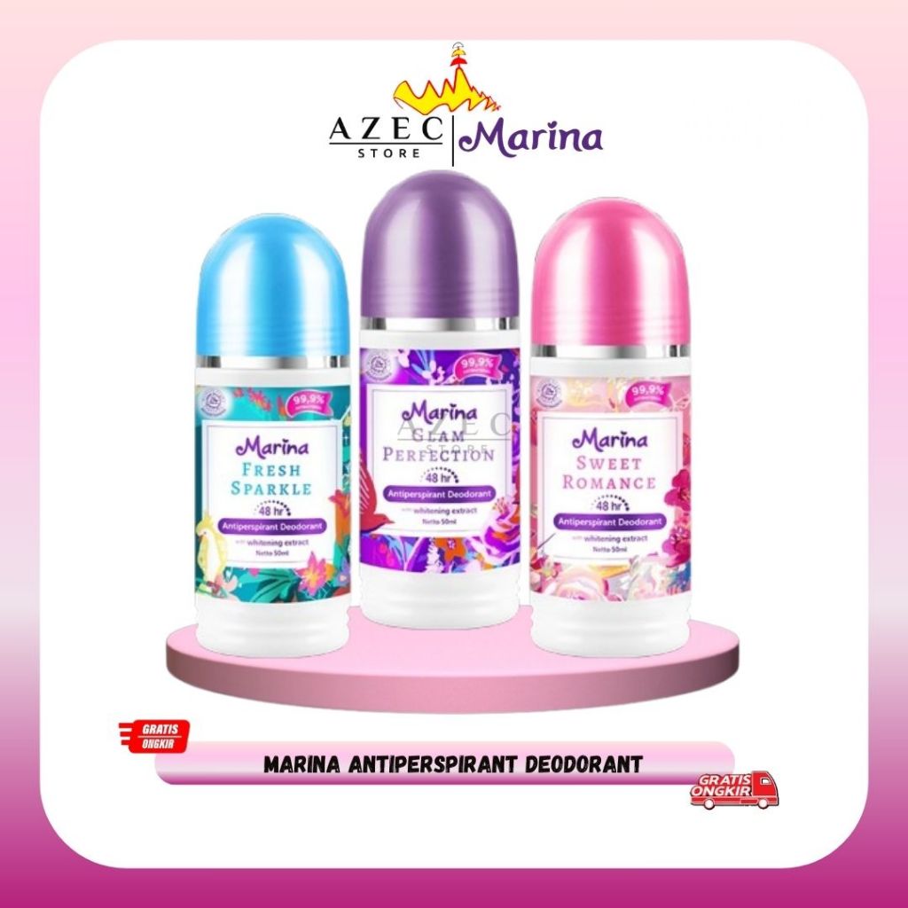 Jual MARINA ANTIPERSPIRANT DEODORANT ROLL ON 50ML | Shopee Indonesia