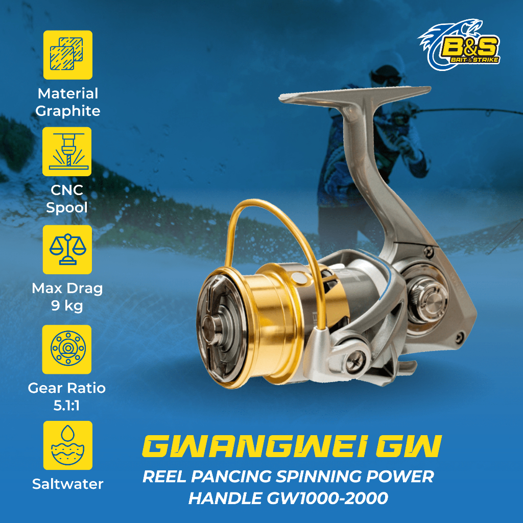 Jual Reel Pancing Spinning Power Handle Guangwei GW Ukuran 1000 – 2000 ...