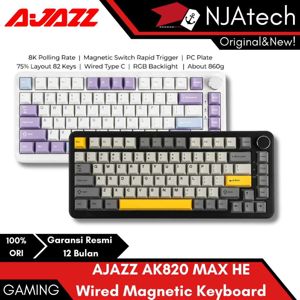 Jual Ajazz AK820 MAX HE Magnetic Switch Rapid Trigger 75% Mechanical Keyboard Wired RGB | Shopee ...