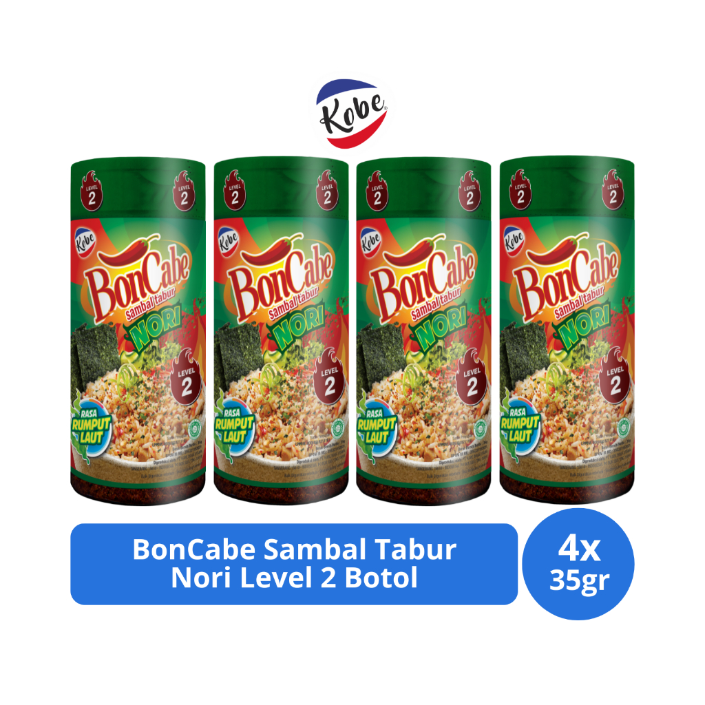 Jual Kobe BonCabe Sambal Tabur Nori Level 2 Botol 35gr x 4 pcs | Shopee ...