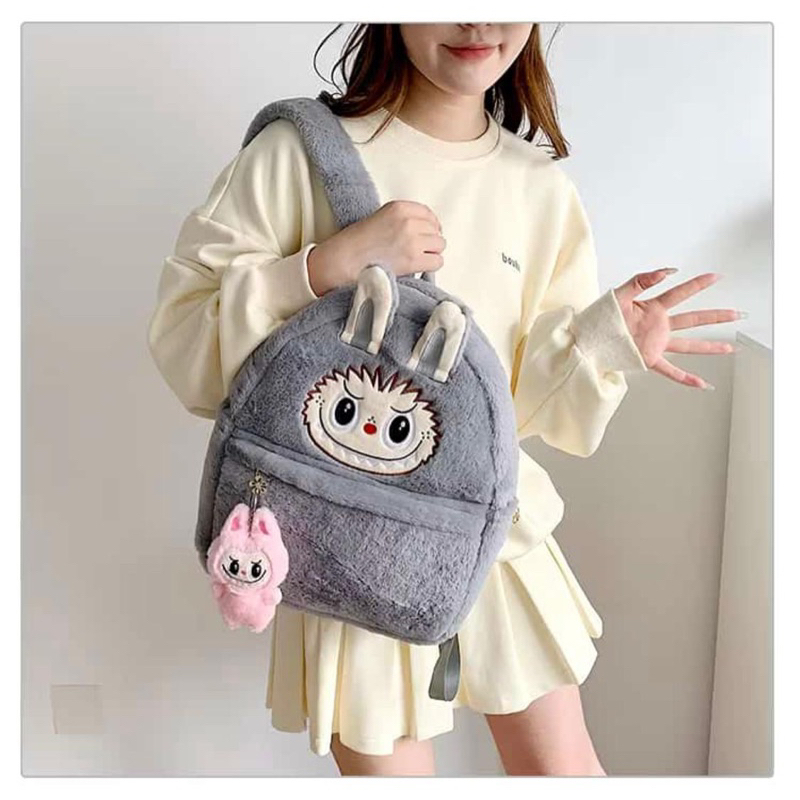 Jual Ransel Bulu LABUBU LULA BROWN VIRAL Bahan Bulu lembut anti rontok ...