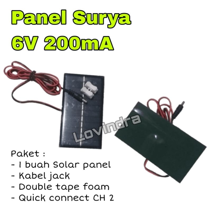 Jual Panel Surya Solar Cell Murah 6V 1W Kabel Jack dan Double tape ...