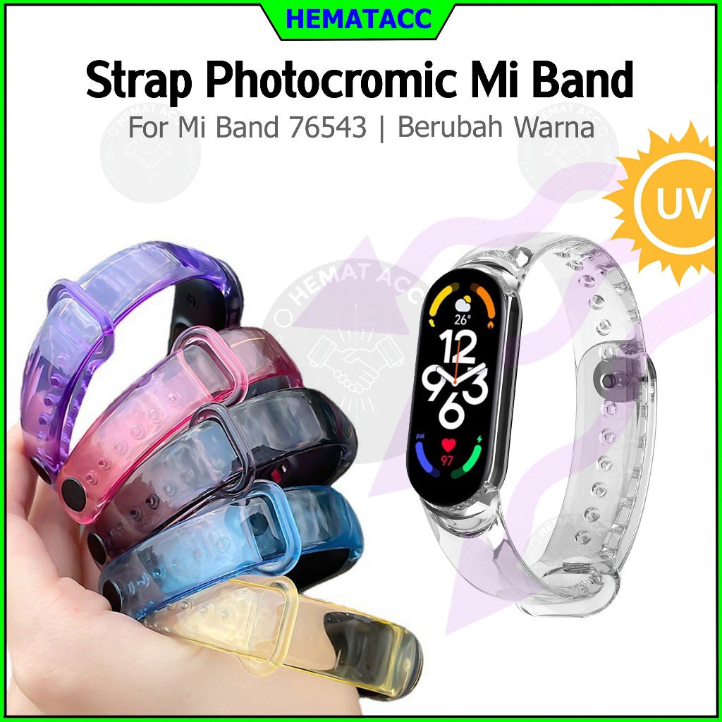 Jual Strap Mi Band 7 6 5 4 3 Berubah Warna Photocromic Tali Jam Xiaomi Smart Band 7 6 5 4 ...