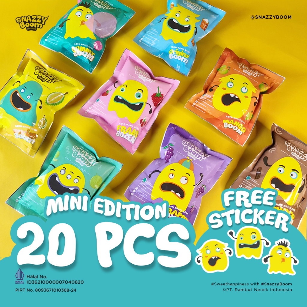 Jual Arum Manis Snazzy Boom - 20 Mini Edition +FREE Sticker - Gulali ...