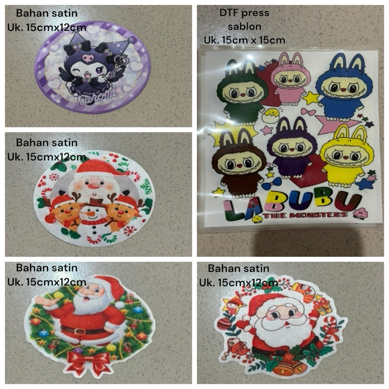 Jual DTF labubu / tempelan satin kuromi / tempelan natal / aplikasi ...