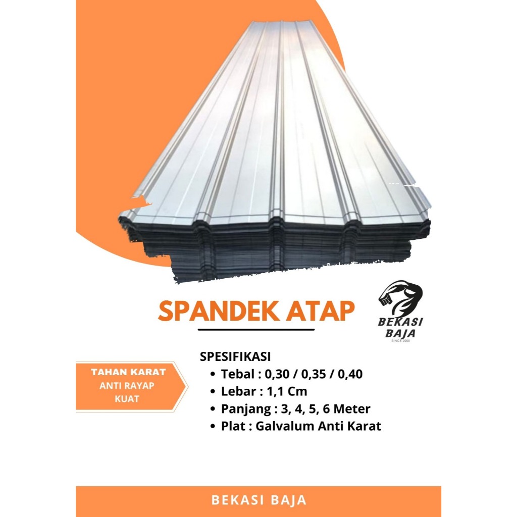 Jual ATAP SPANDEK Zinc 0.35 mm X 1 m Polos | Shopee Indonesia