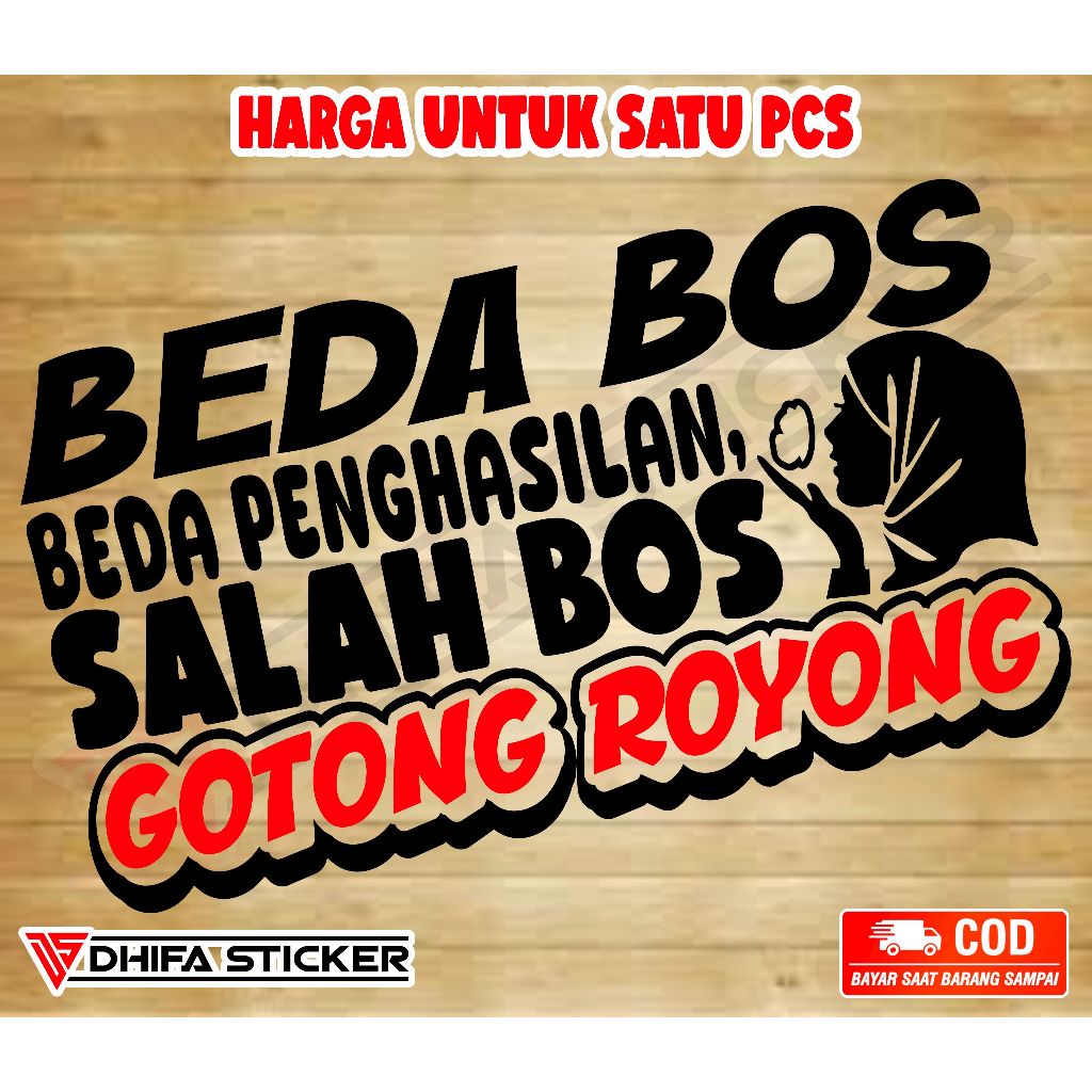 Jual cutting sticker kata-kata beda bos beda penghasilan salah bos ...
