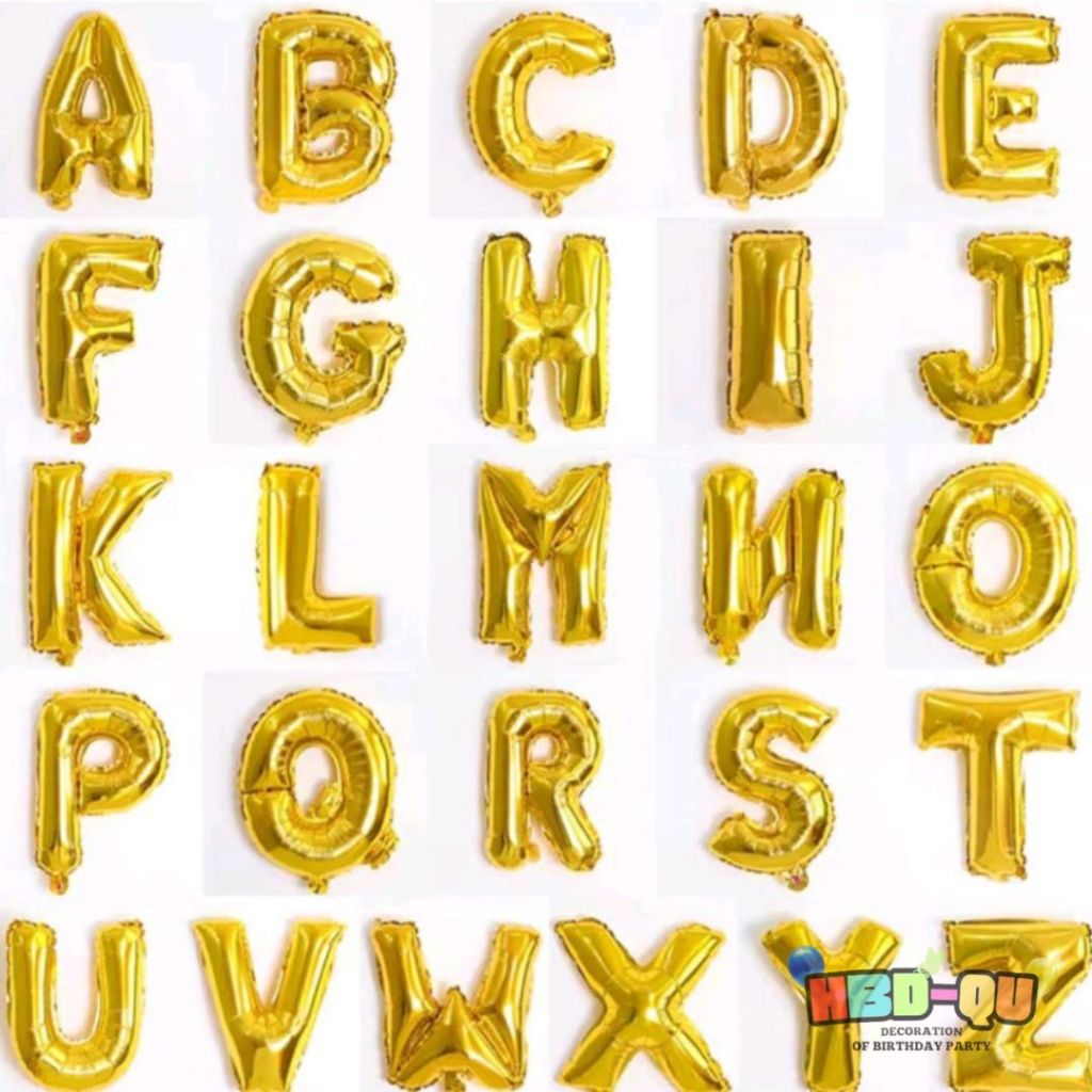 Jual Balon Foil Huruf Abjad Alphabet Gold A-Z Balon Satuan (1pcs ...