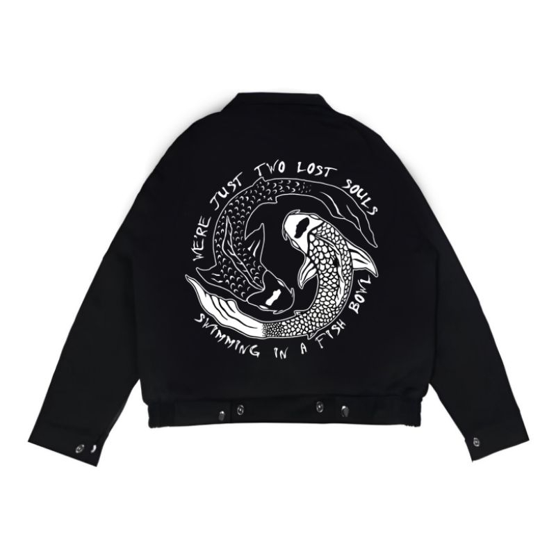 Jual Lawna - Work Jacket Boxy Black Fish Two | Shopee Indonesia