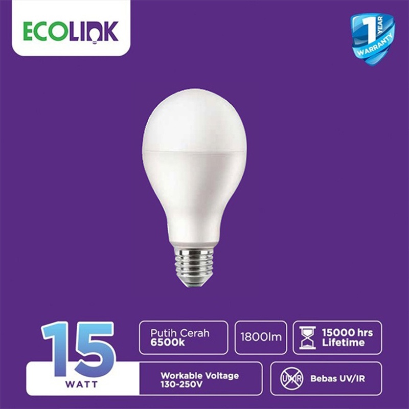 Jual Lampu LED Bulb ECOLINK 15w Putih 6500k dan Kuning 3000k | Shopee Indonesia
