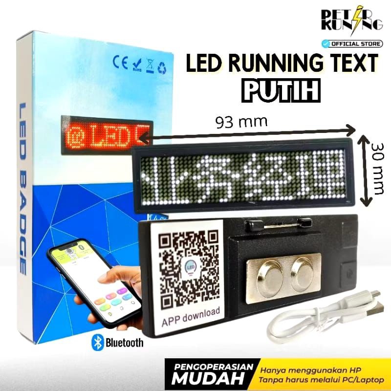Jual Nametag LED Mini Custom Bluetooth / Papan Lampu LED / Name tag LED Elektronik / Running ...