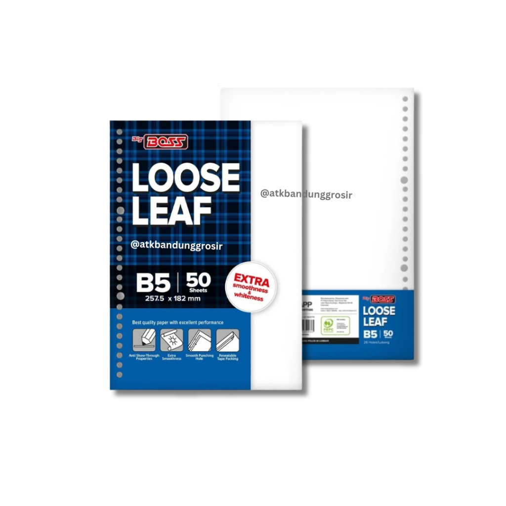 Jual Loose Leaf Polos Big Boss B5 50 Lembar Refill Kertas Binder Plain | Shopee Indonesia