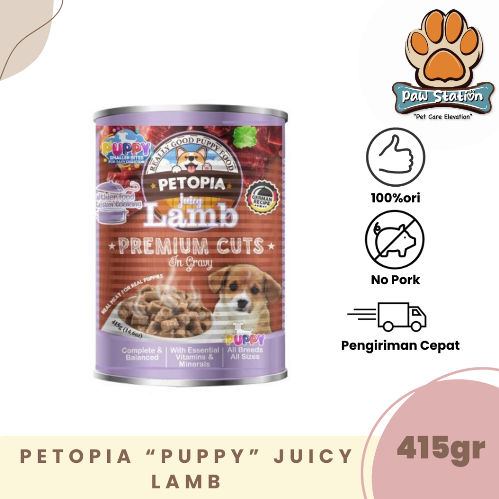 Jual Petopia Puppy Juicy Lamb 415gr | Makanan Basah Anak Anjing ...
