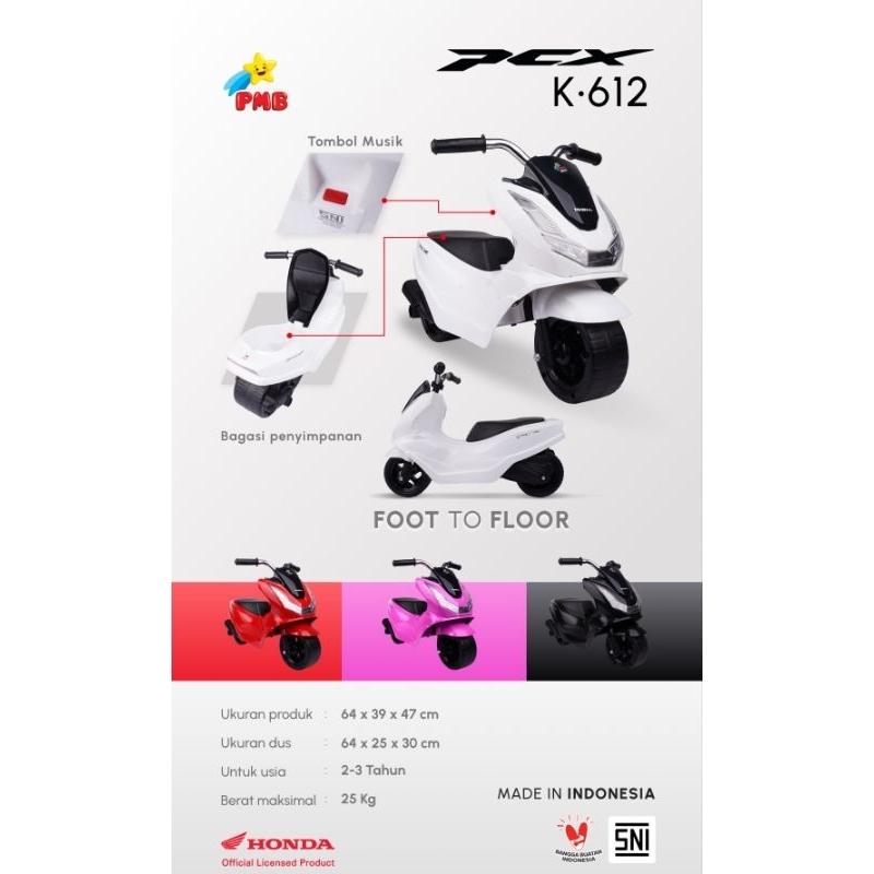 Jual motor anak pcx pmb k-612 motoran mainan anak pcx licensed Honda ...