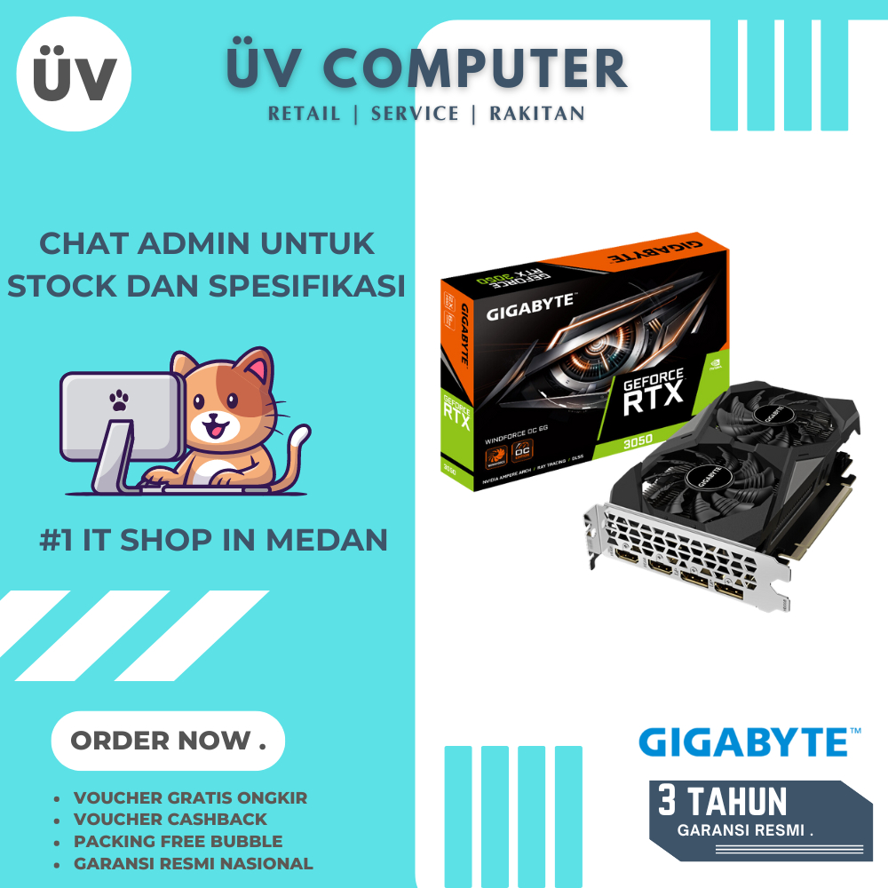 Jual VGA Card Nvidia GeForce | Gigabyte RTX 3050 RTX3050 WINDFORCE OC 6G GDDR6 DDR6 | GV ...