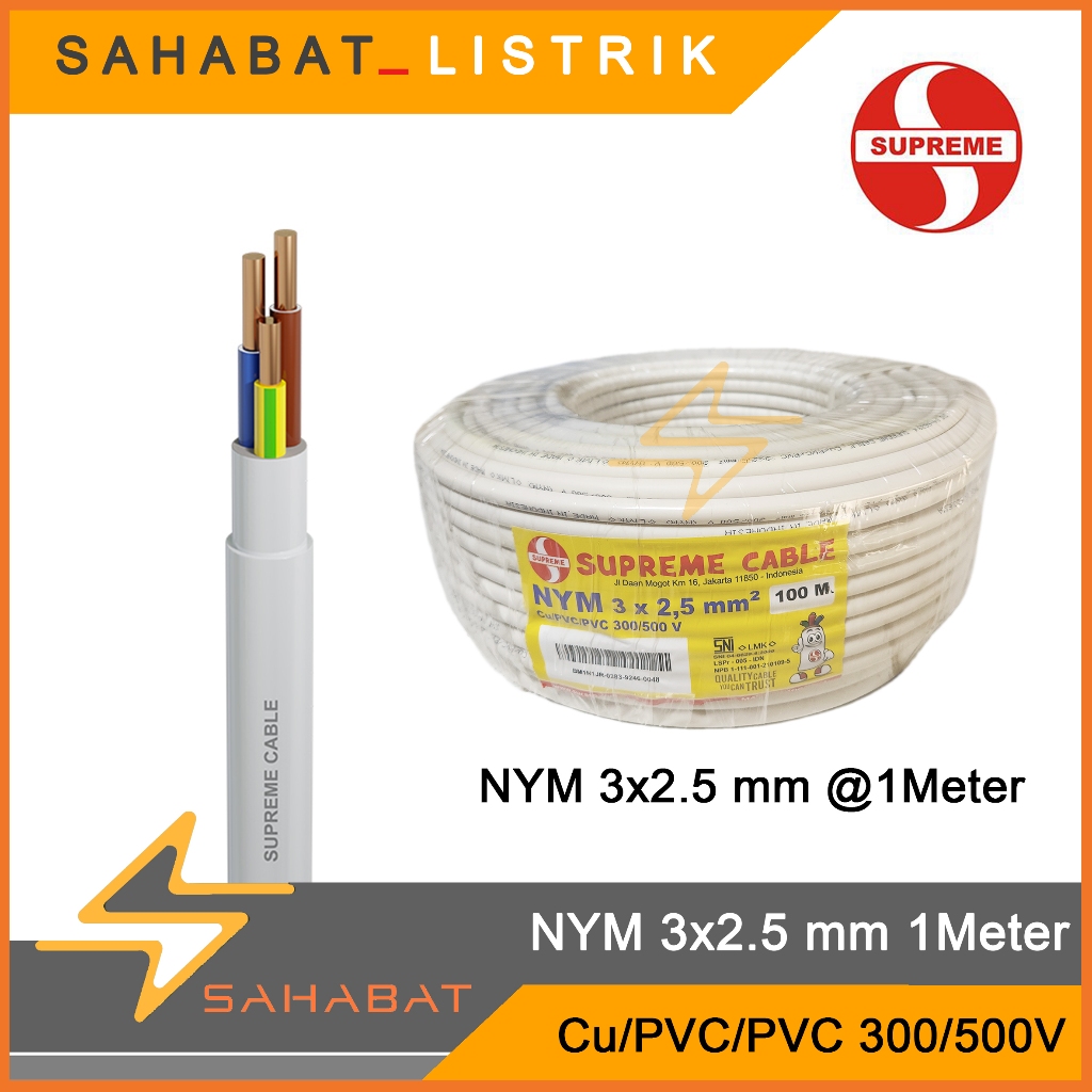 Jual KABEL LISTRIK SUPREME NYM 3X2.5 3X2,5 ECER POTONGAN METERAN | Shopee Indonesia