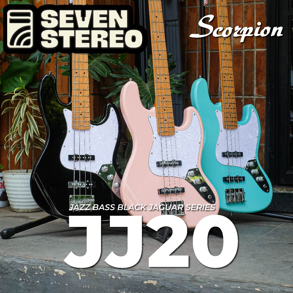 Jual Scorpion JJ20 Black Jaguar Series Jazz Bass Roasted Maple FB ...