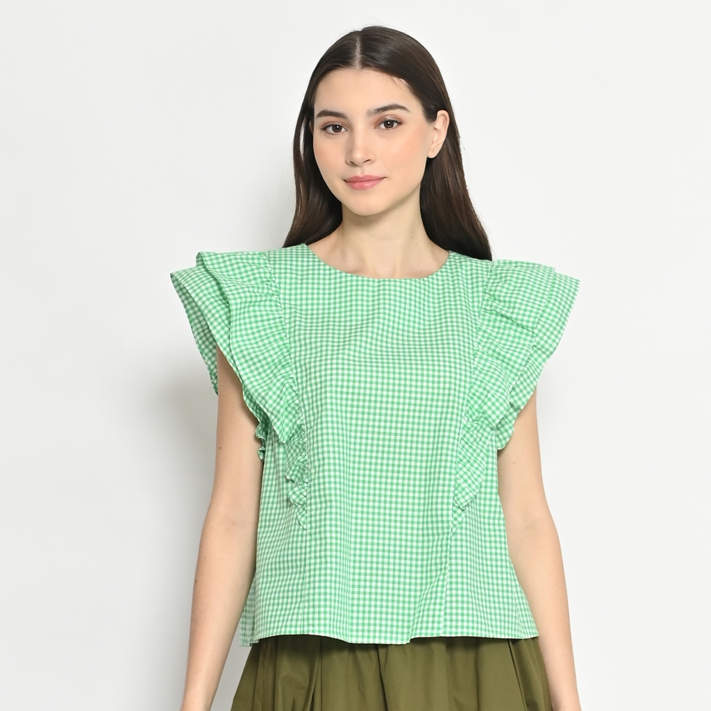 Jual L^More Top Ruffle - 236E Green | Shopee Indonesia