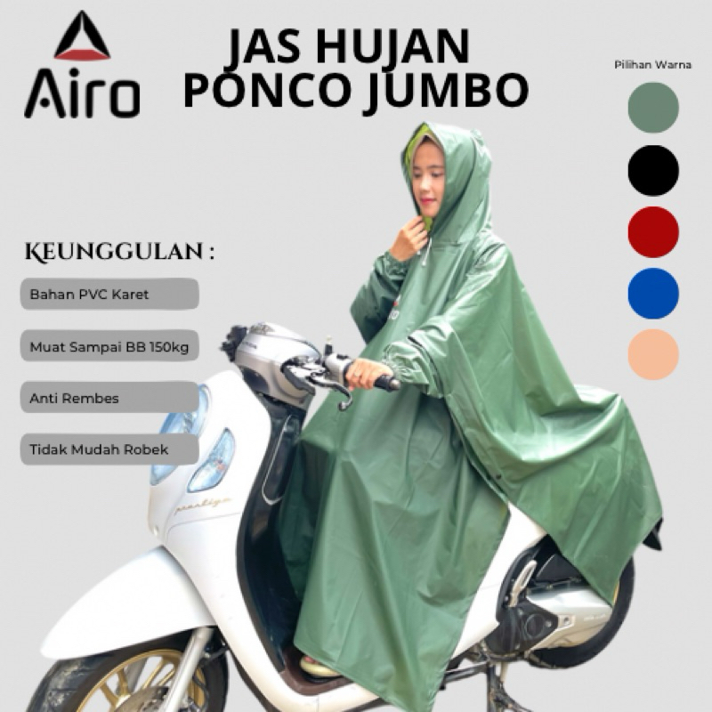 Jual AIRO - Jas Hujan Ponco Kelelawar Jumbo Dewasa Pria Wanita Pvc Tebal Anti Rembes by AIRO ...