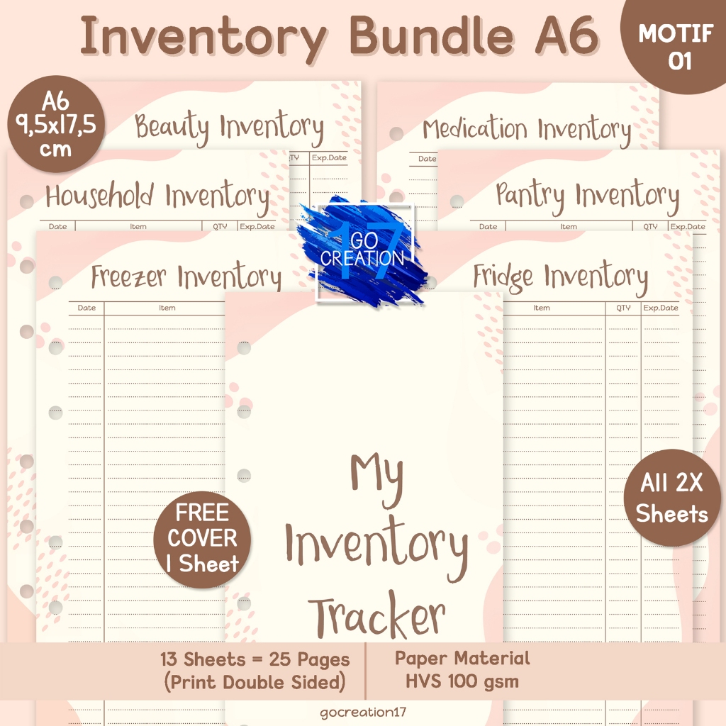 Jual Buku Planner Refill Kertas Binder Inventory Bundle Motif Premium ...